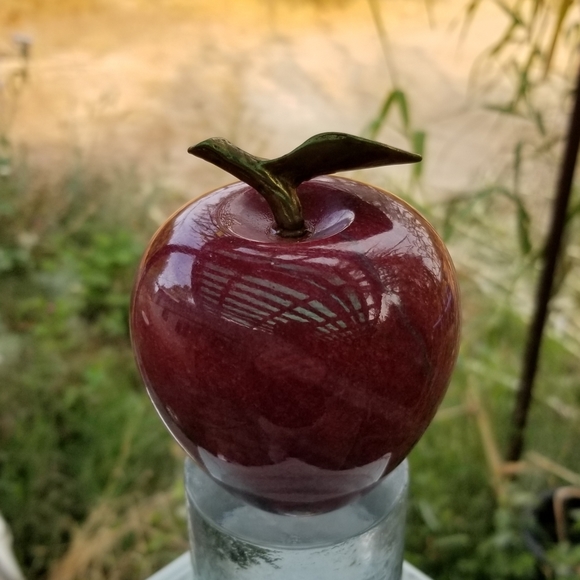 Accents | Vintage Alabaster And Brass Red Delicious Apple Paperweight ...